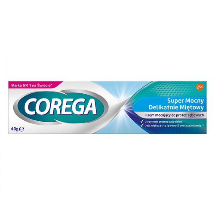 Corega krem do protez Super Mocny delikatnie miętowy, 40 g – drogeria ...